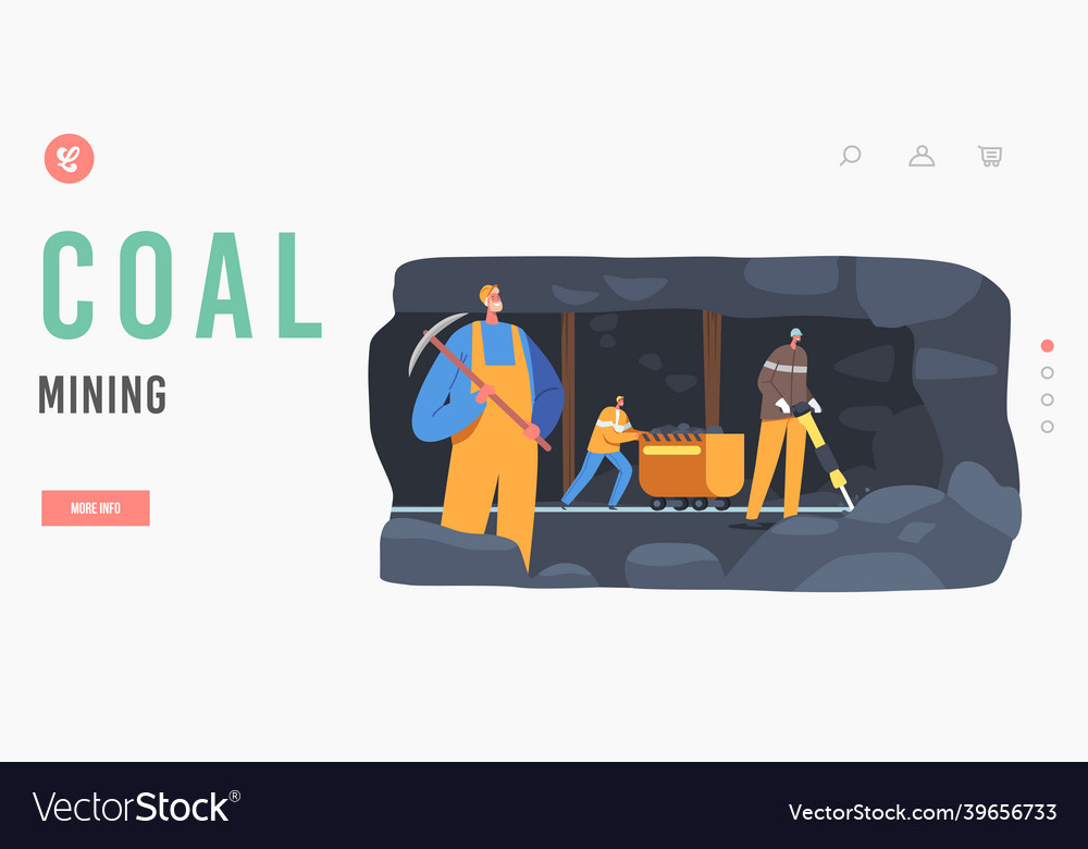 Coal mining landing page template extraction Vector Image Coal mining landing page template extraction Vector Image