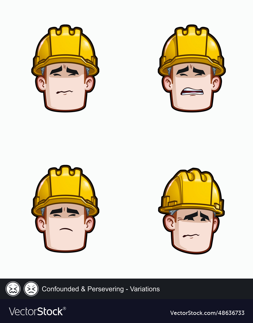 Construction worker - expressions concerned Vector Image