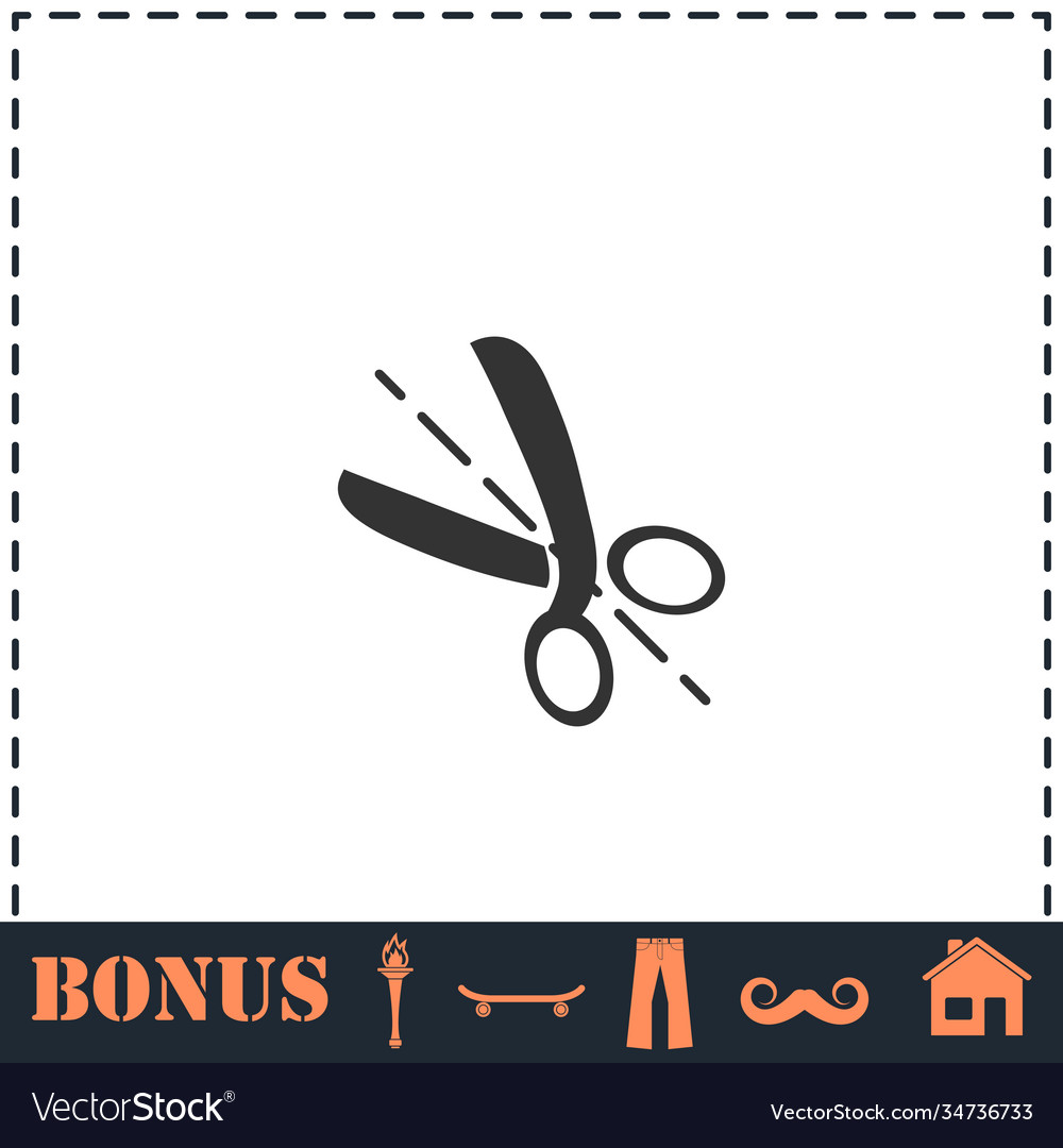 Cut icon flat Royalty Free Vector Image - VectorStock