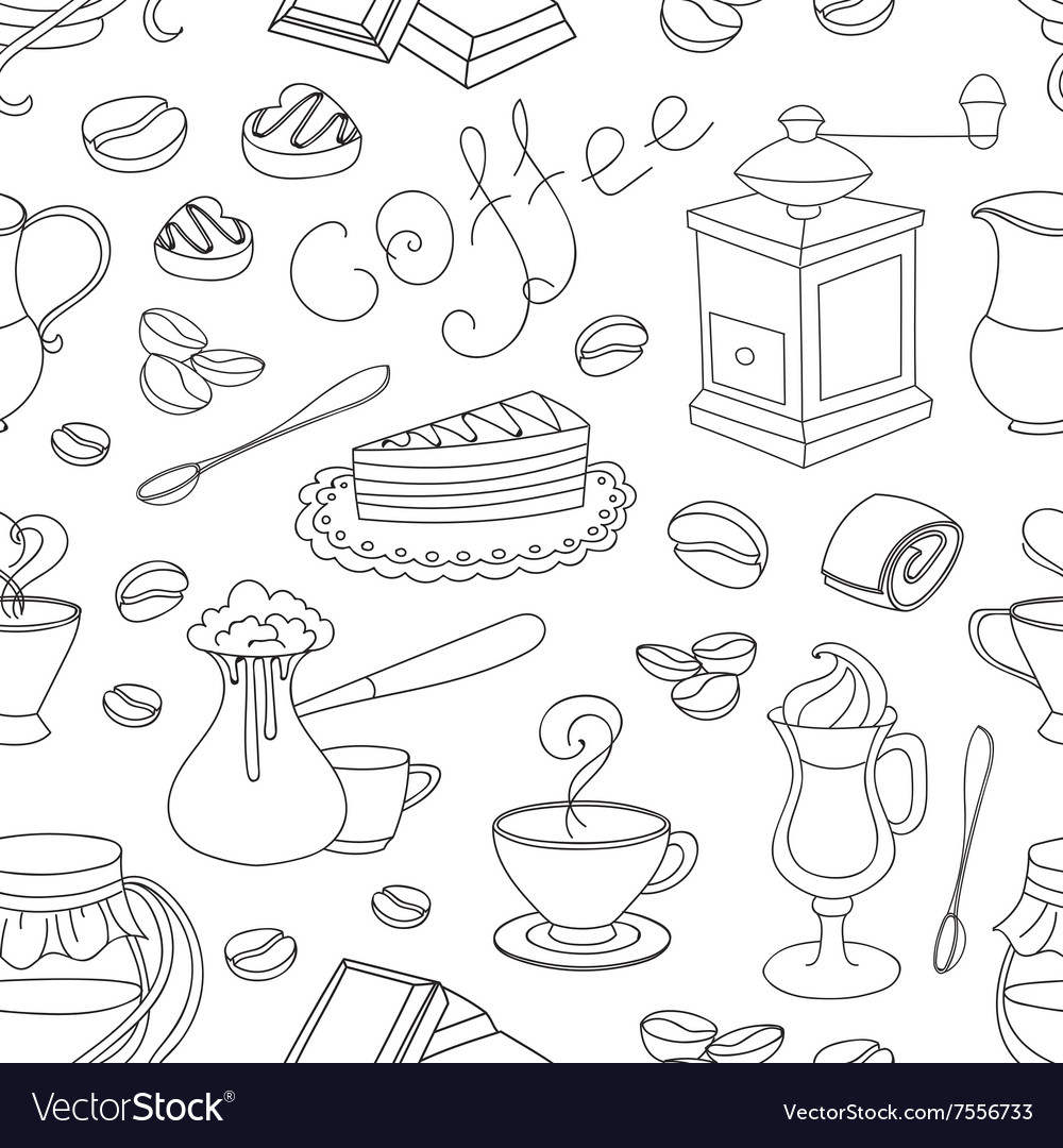 Doodle pattern coffee Royalty Free Vector Image