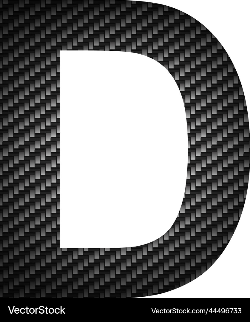 English alphabet letter d carbon dark texture Vector Image