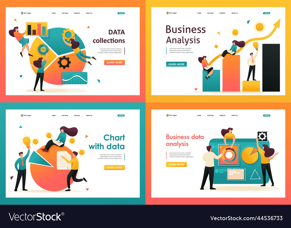Flat 2d data analysis chart with data data Vector Image