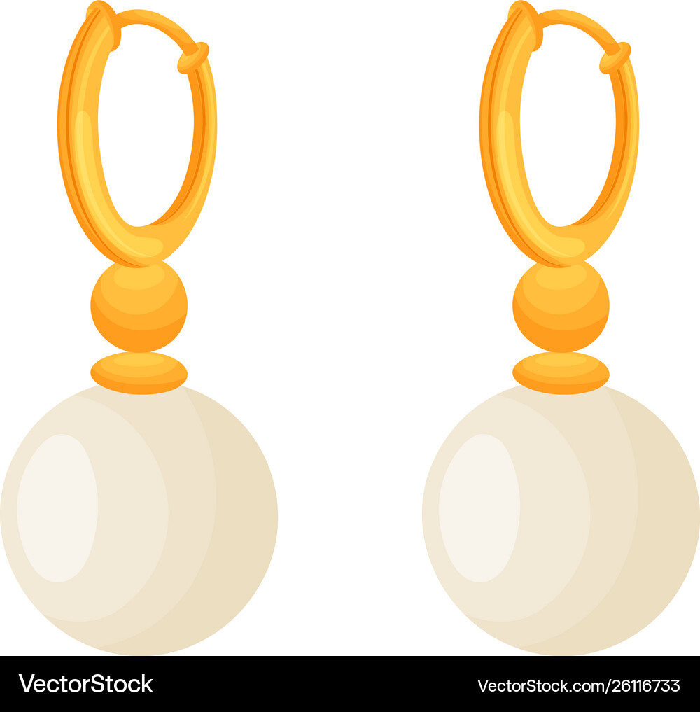 Gold earrings with pearls Royalty Free Vector Image