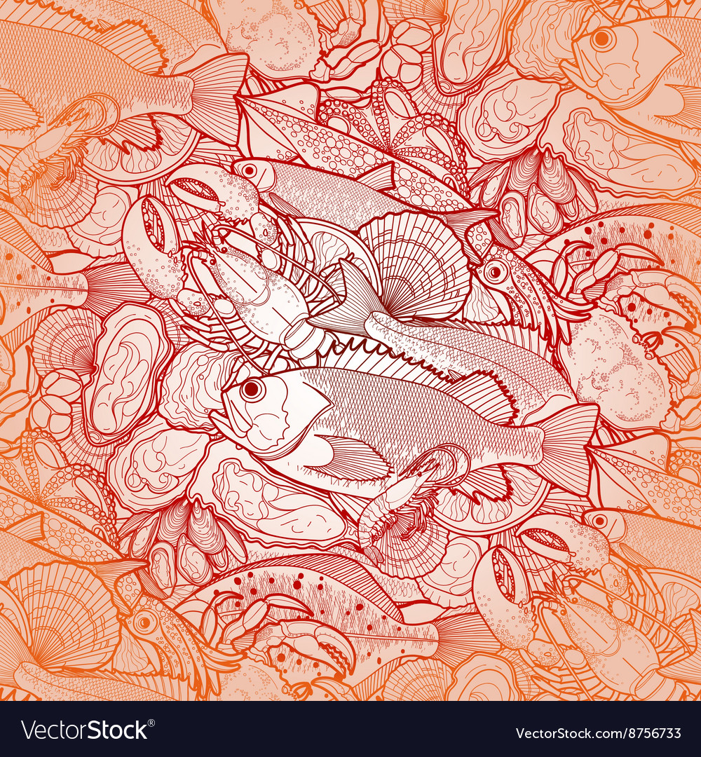 Graphic seafood pattern Royalty Free Vector Image