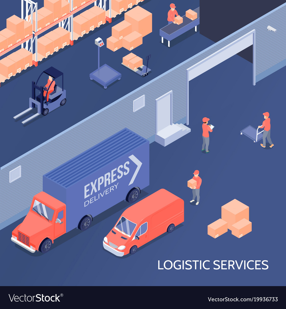 Logistic services isometric Royalty Free Vector Image