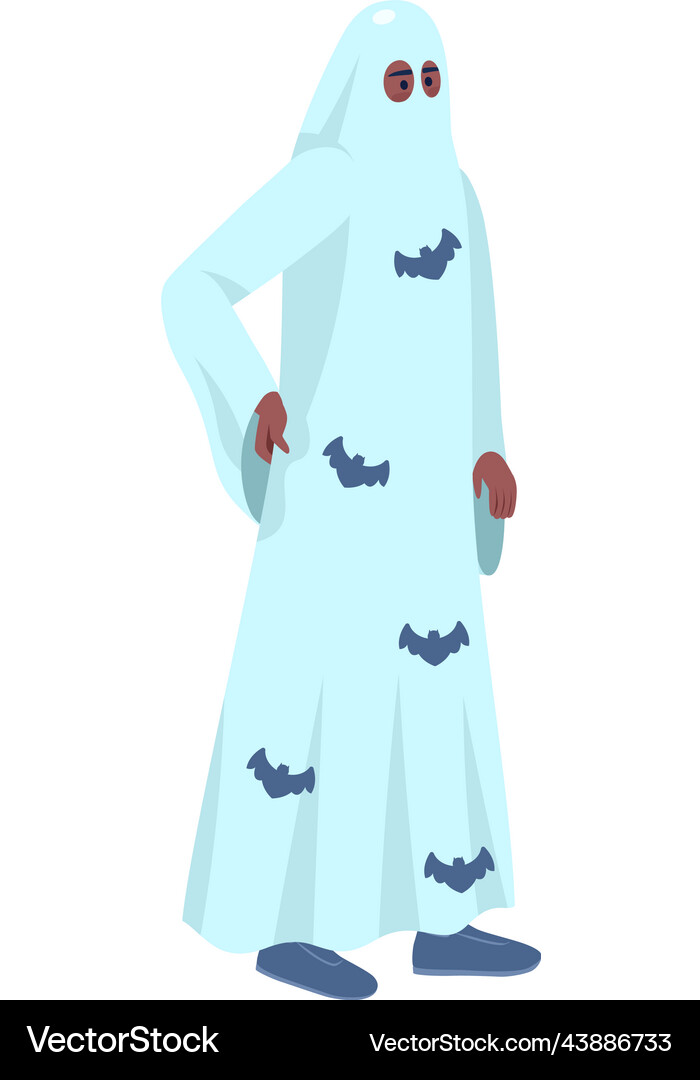 Man wearing ghost costume semi flat color Vector Image