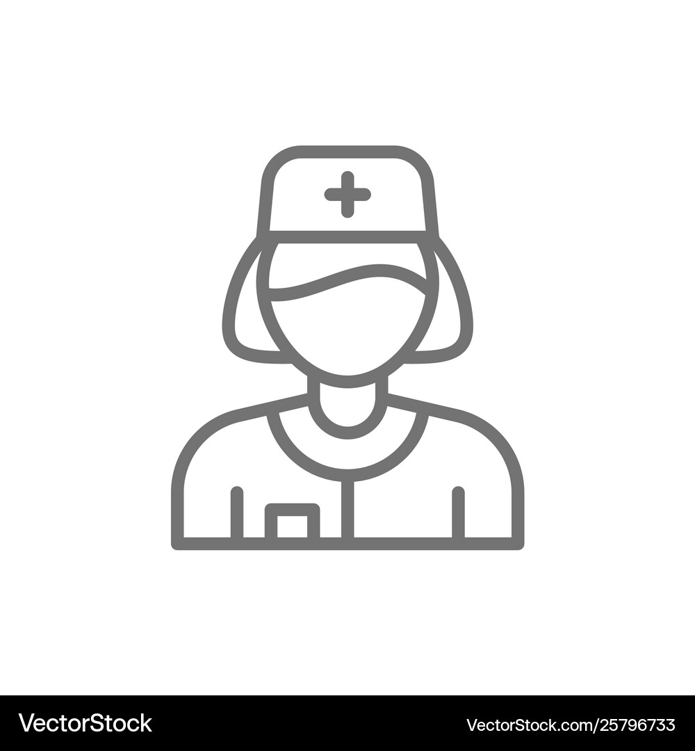 Nurse health worker line icon Royalty Free Vector Image
