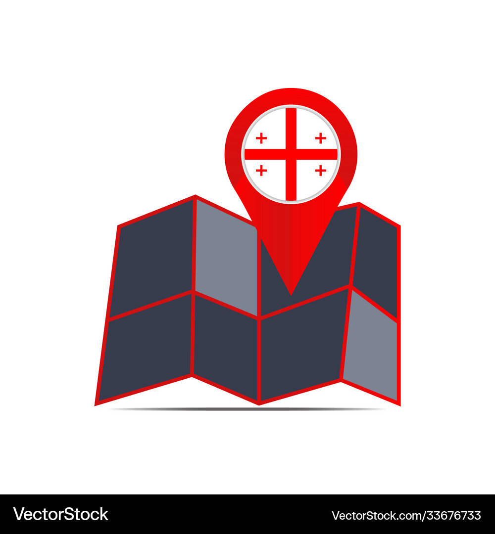 Pin map map georgia with a country flag Royalty Free Vector