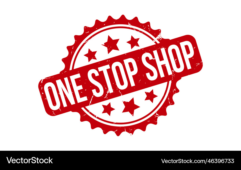 Red one stop shop rubber stamp seal Royalty Free Vector