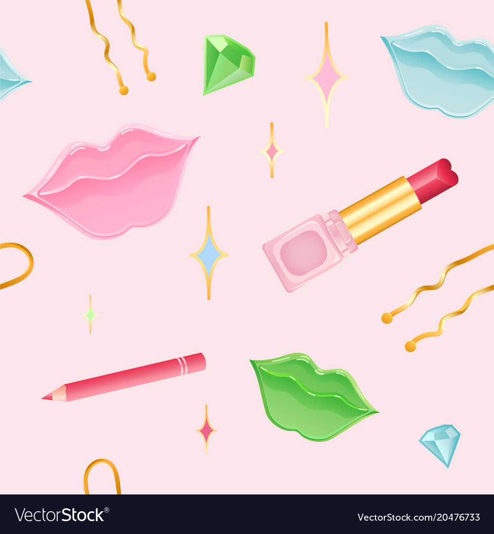 Seamless lip makeup pattern Royalty Free Vector Image