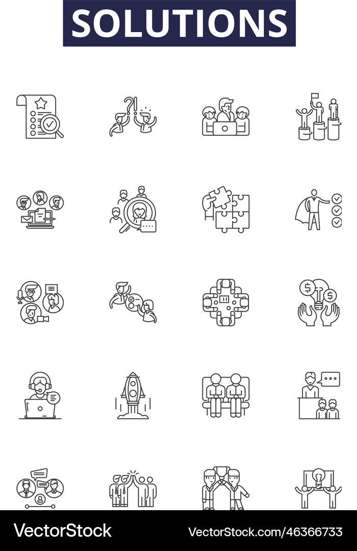 Solutions line icons and signs answers Royalty Free Vector
