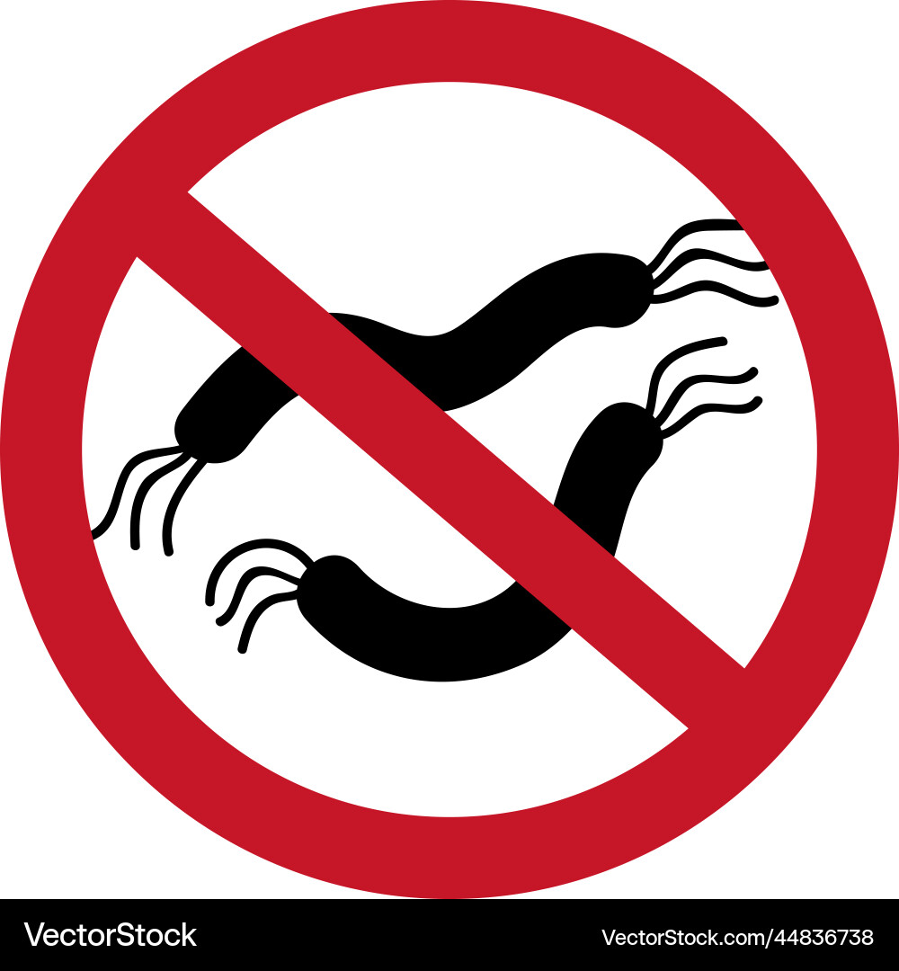 Antibacterial sign no germs icon red forbidden Vector Image