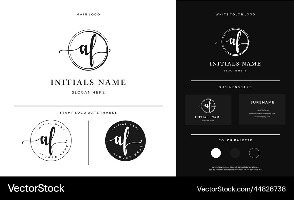 Circular brush letter af a f initial logo design Vector Image