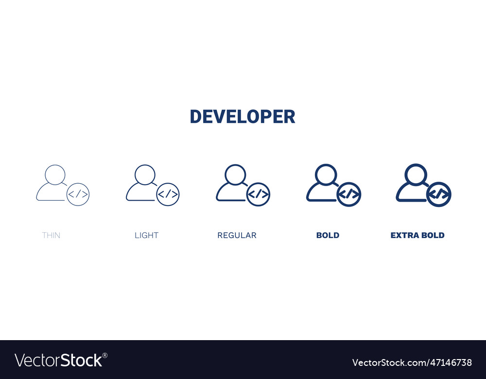 Developer icon thin light regular bold black Vector Image