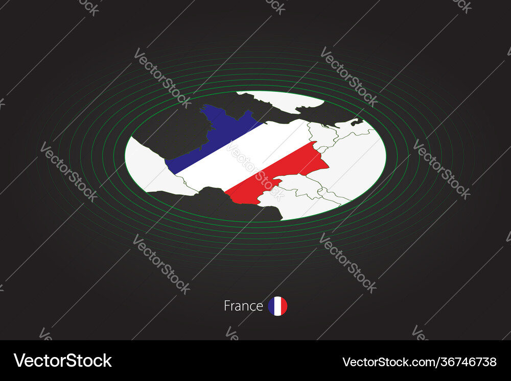 France map in dark color oval Royalty Free Vector Image