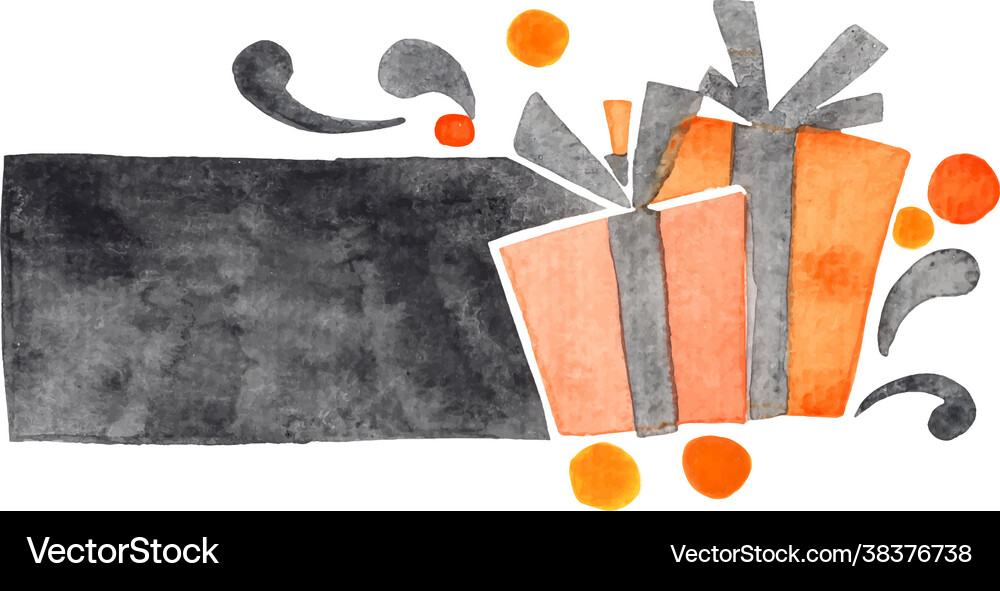 Halloween gift box banner watercolor Royalty Free Vector