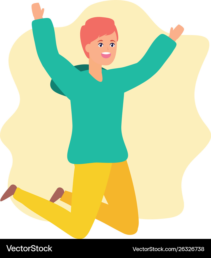 Happy man celebrating arms up Royalty Free Vector Image