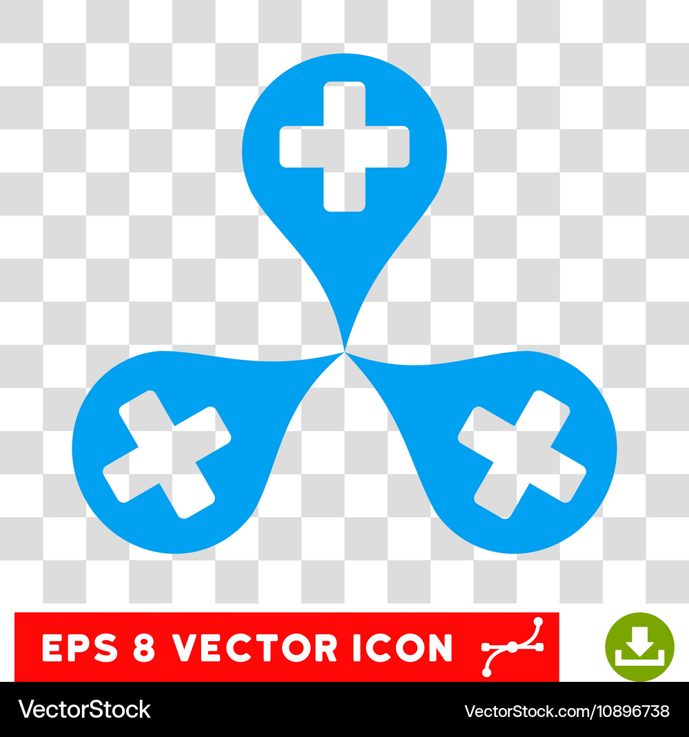 Hospital map markers round eps icon Royalty Free Vector