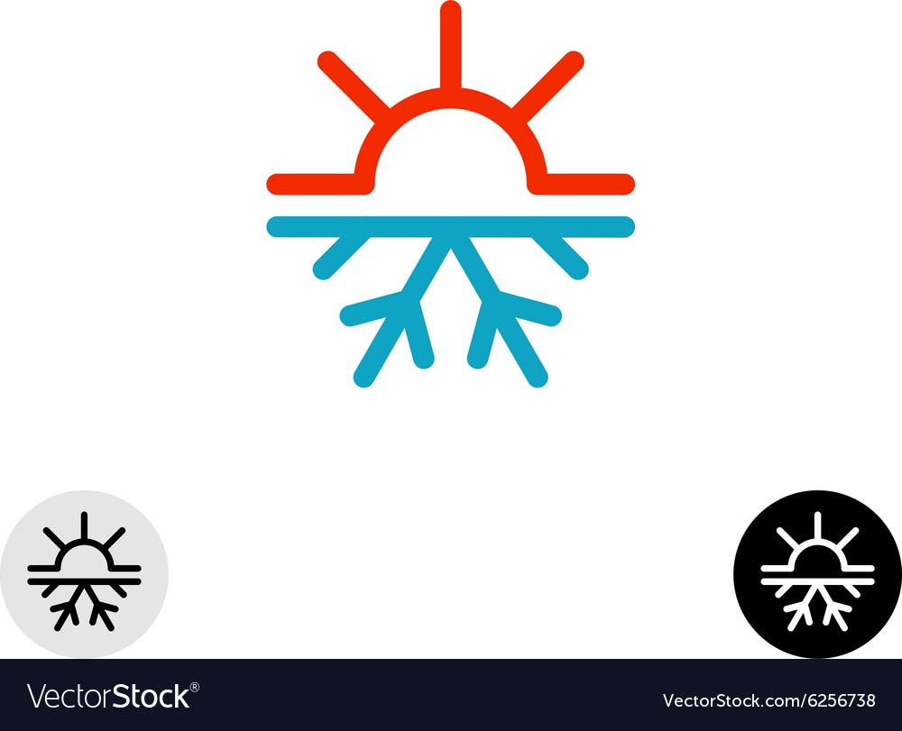 Hot And Cold Symbol Sun Snowflake All Season Vector Image