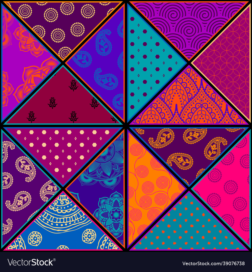 Patchwork textile pattern seamless quilting Vector Image