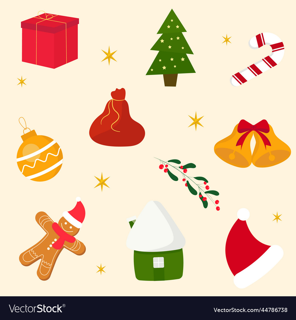 Set of christmas elements cute Royalty Free Vector Image