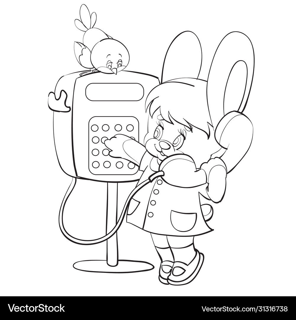 Sketch a cute bunny character calls Royalty Free Vector