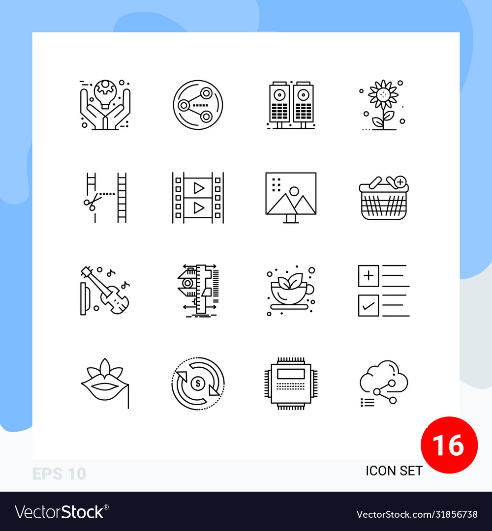 Stock icon pack 16 line signs and symbols for Vector Image