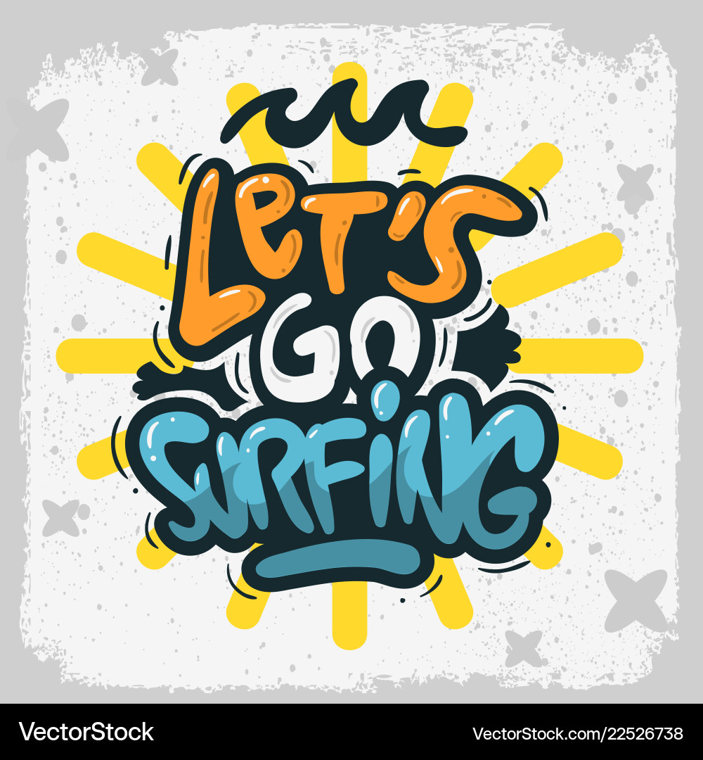 Surfing surf design hand drawn lettering type lo Vector Image