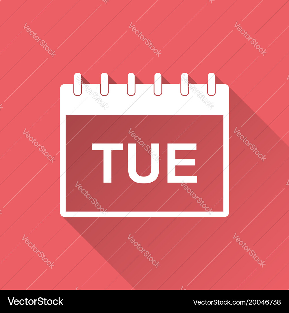 Tuesday calendar page pictograph icon simple flat Vector Image