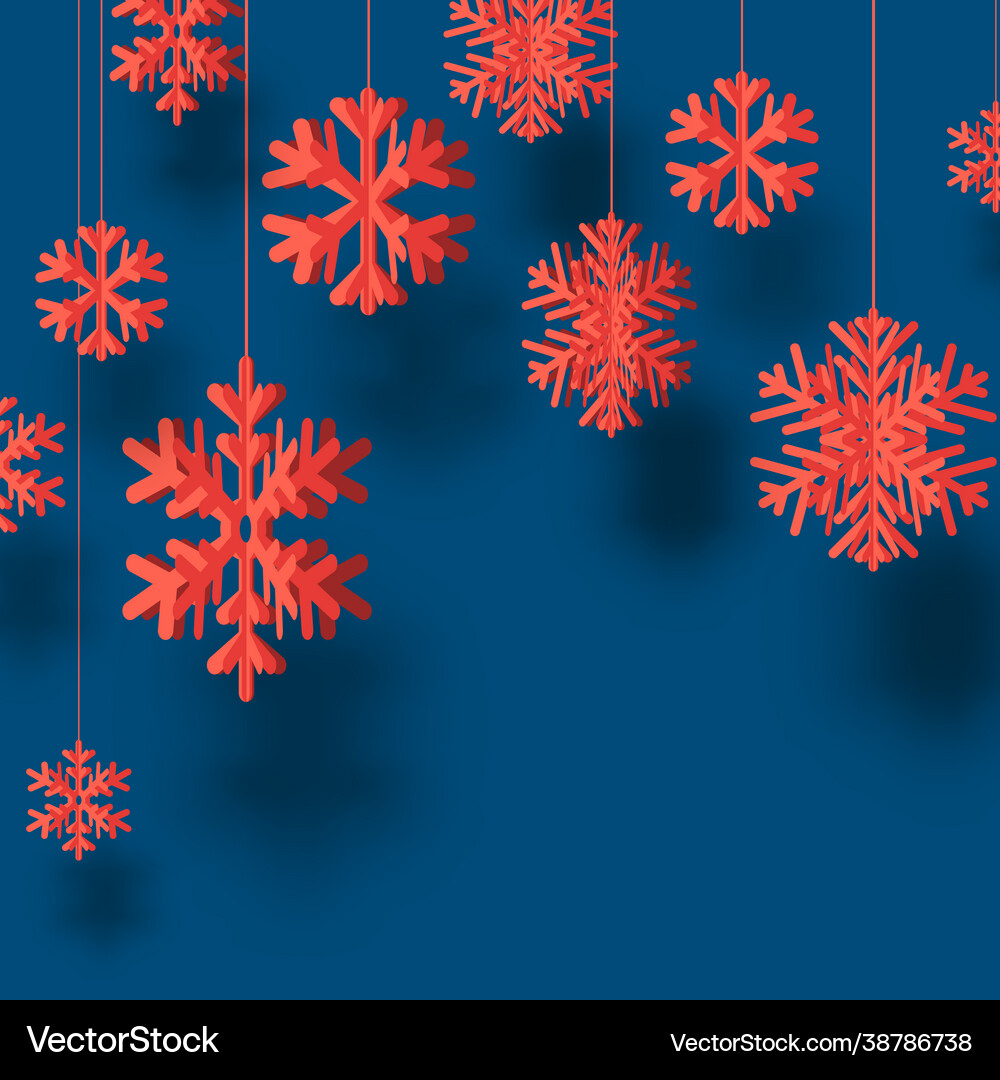 Winter square blue background with coral paper Vector Image