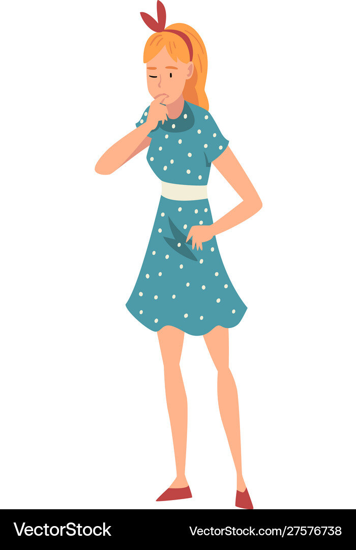 Young girl thinks about something cartoon Vector Image