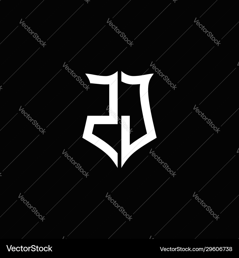 Zj monogram letter logo ribbon with shield style Vector Image