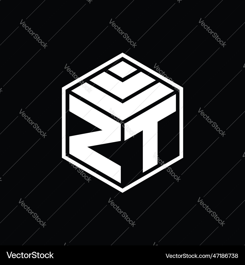 Zt logo monogram with hexagon geometric isolated Vector Image