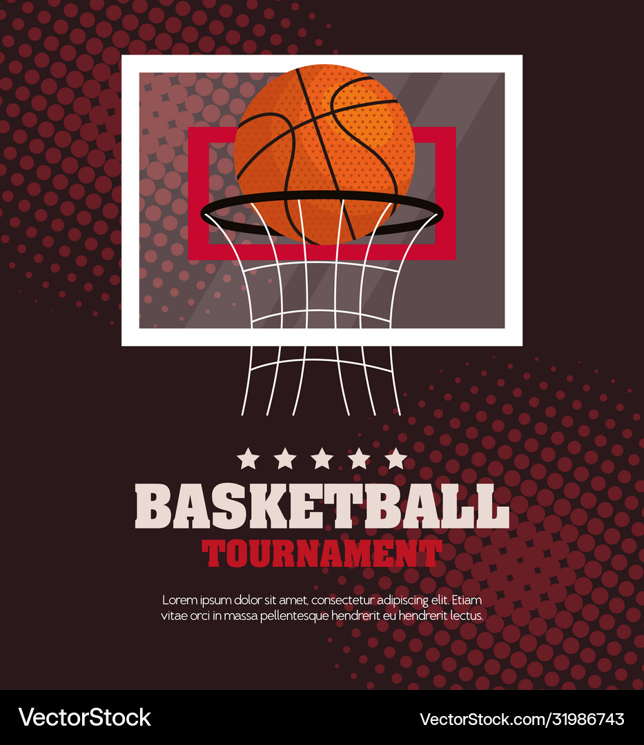 Basketball tournament emblem design Royalty Free Vector