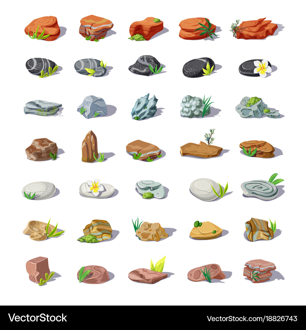 Cartoon colorful stones set Royalty Free Vector Image