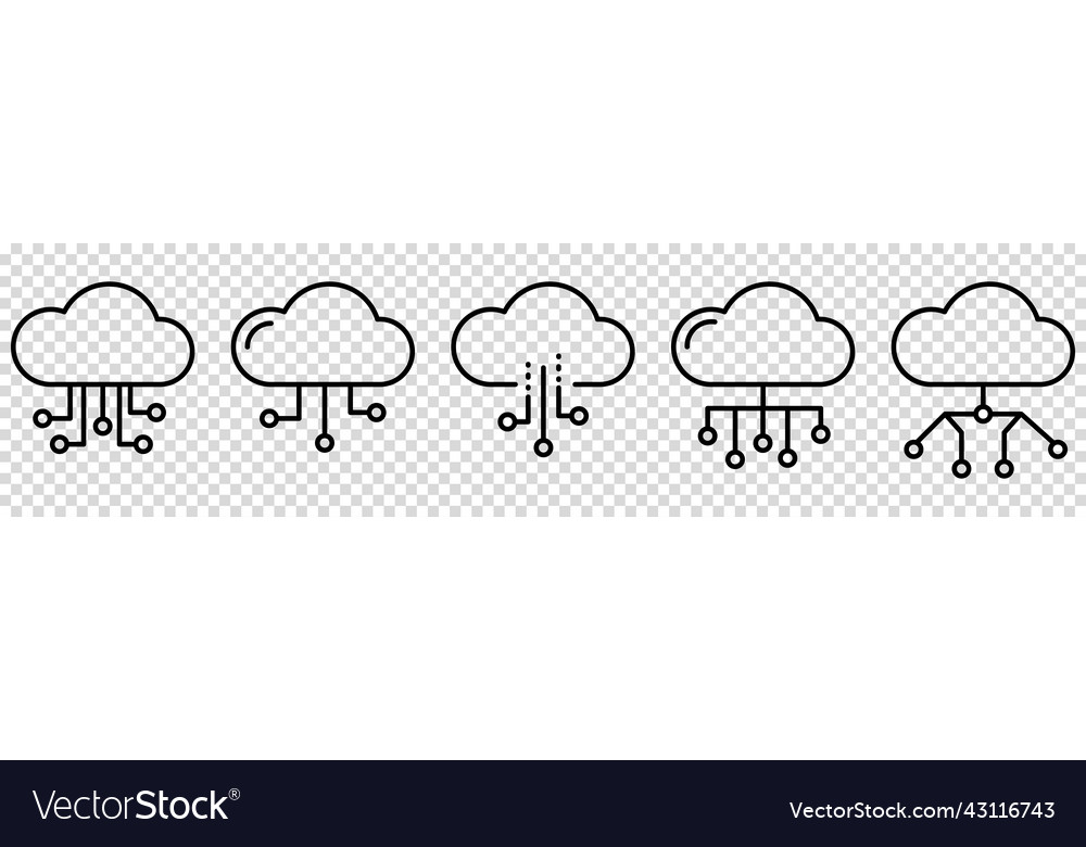Cloud computing line icons Royalty Free Vector Image