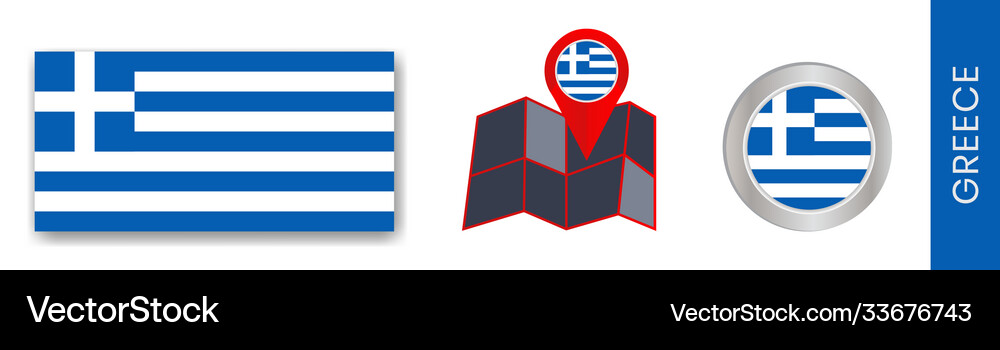 Collection greek national flags isolated Vector Image