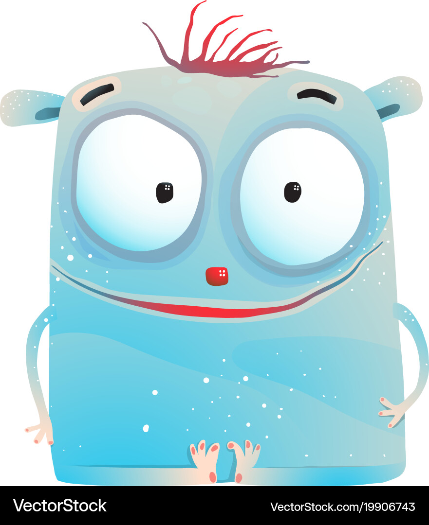 Cute little blue kids monster Royalty Free Vector Image