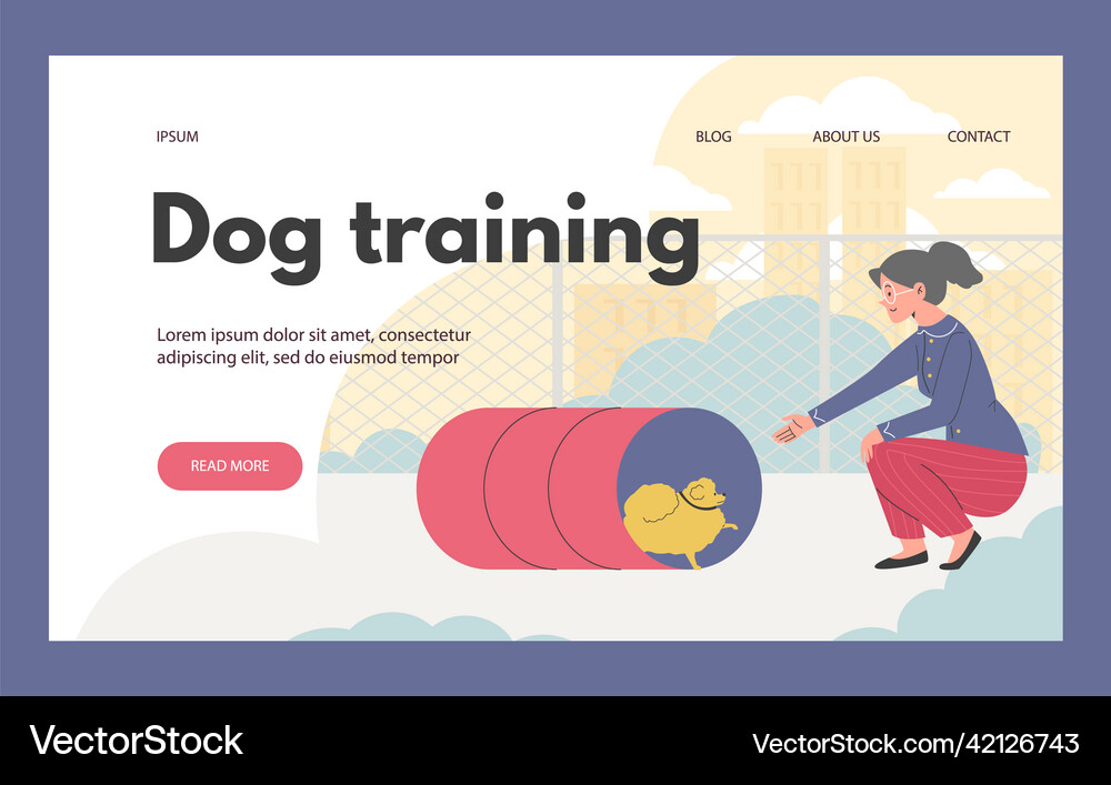 Dog training website banner with pet owner Vector Image