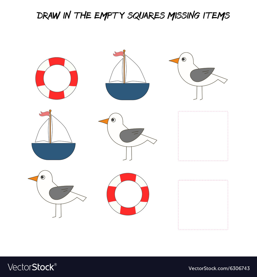 Educational Game For Children Draw Missing Items Vector Image