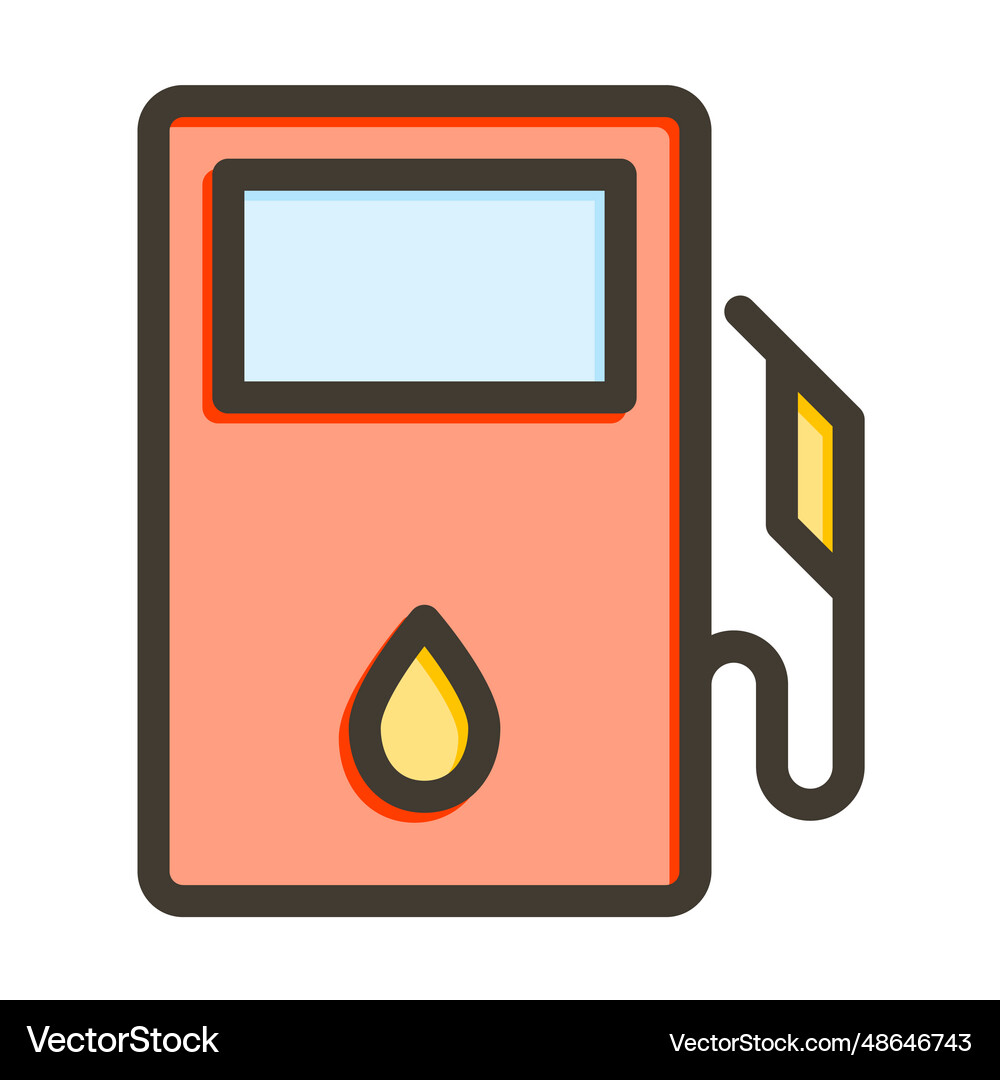 Gas pump thick line filled colors icon Royalty Free Vector