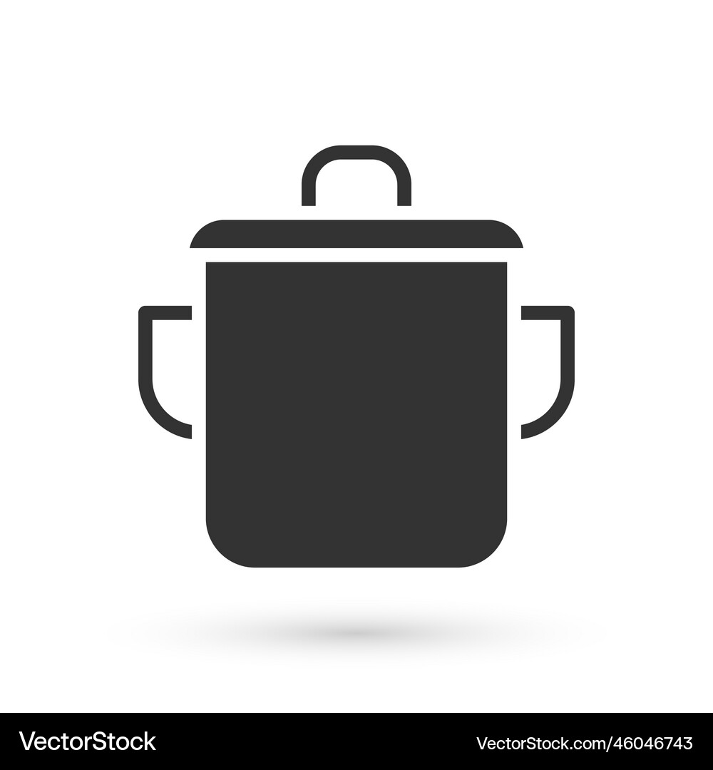 Grey cooking pot icon isolated on white background