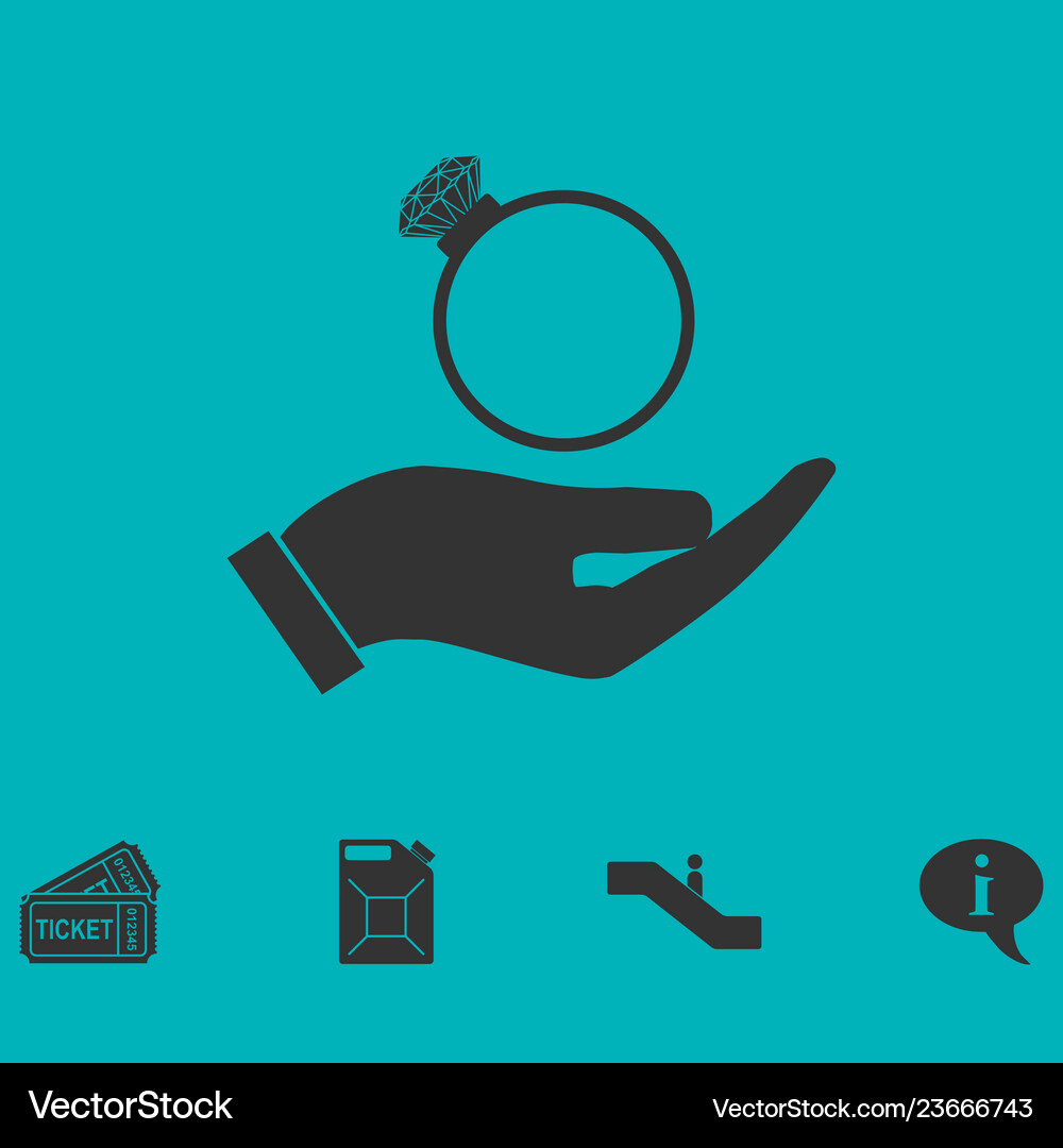 Male hands holding engagement ring icon flat Vector Image