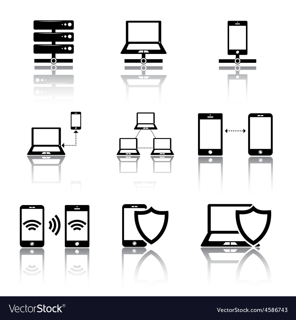 Network connections icons set Royalty Free Vector Image