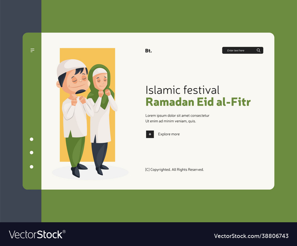 Ramadan eid al fitr landing page Royalty Free Vector Image