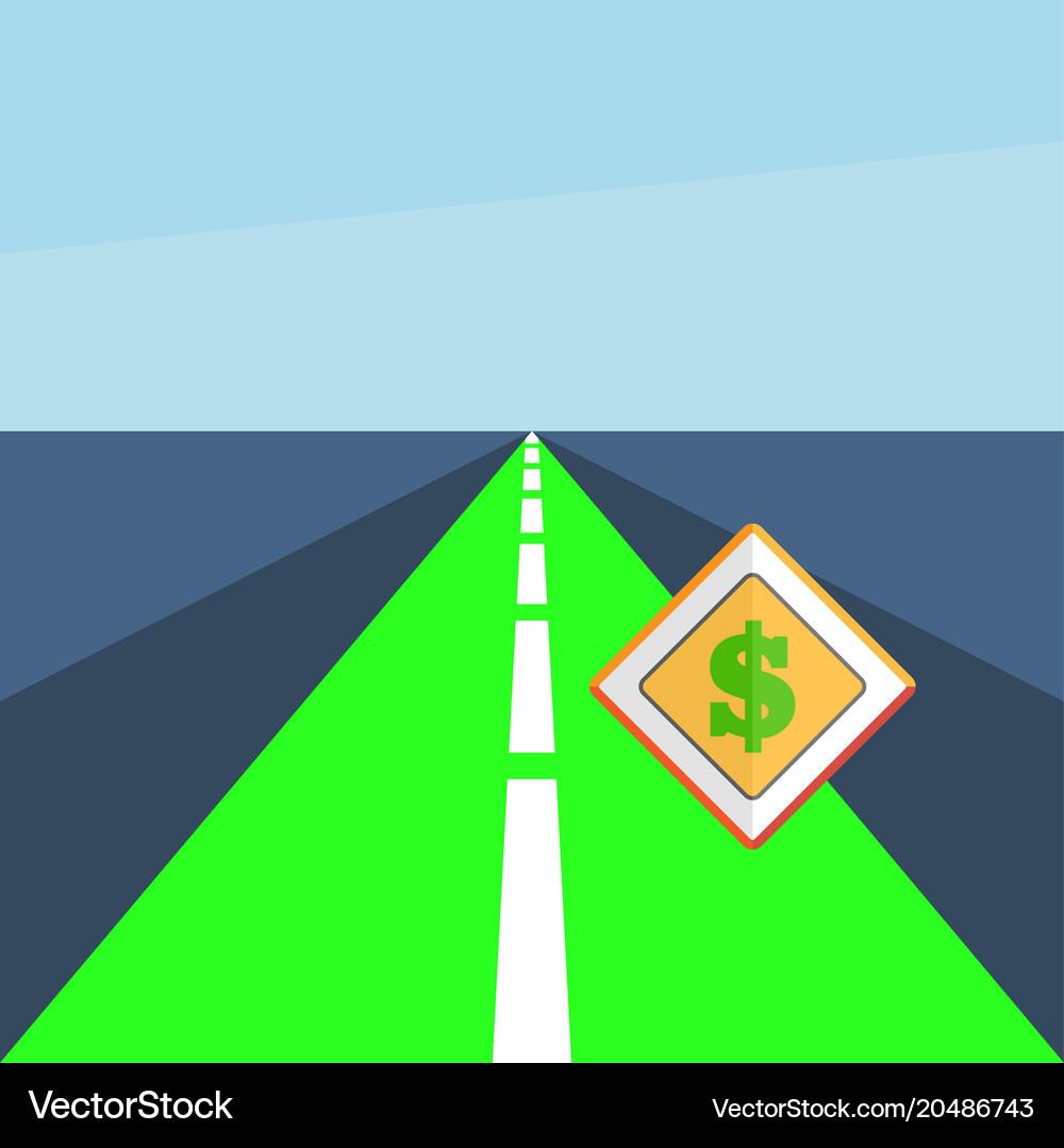 Road with Dollar Sign Symbol Royalty Free Vector Image