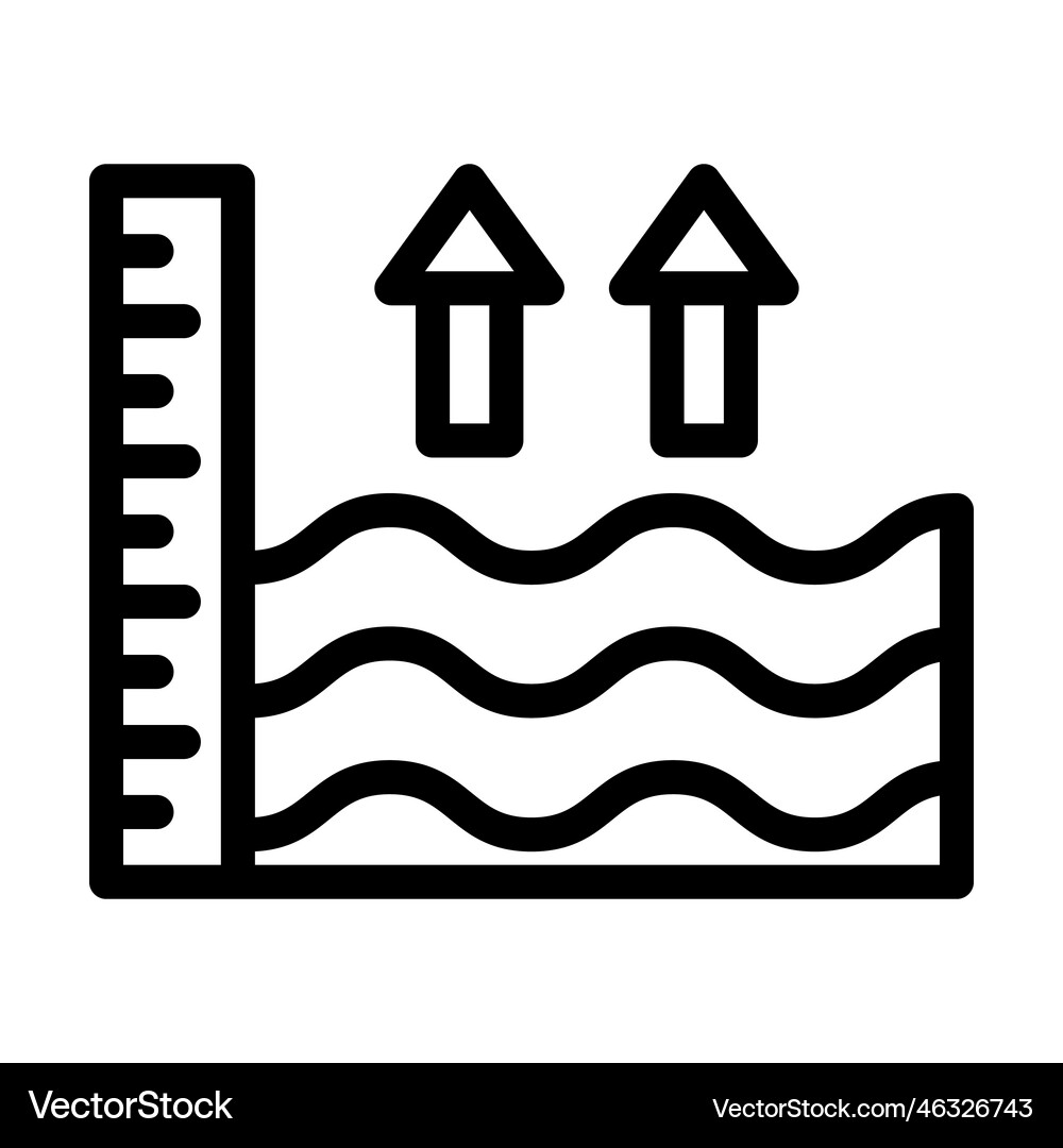 Sea level rise thick line icon for personal Vector Image