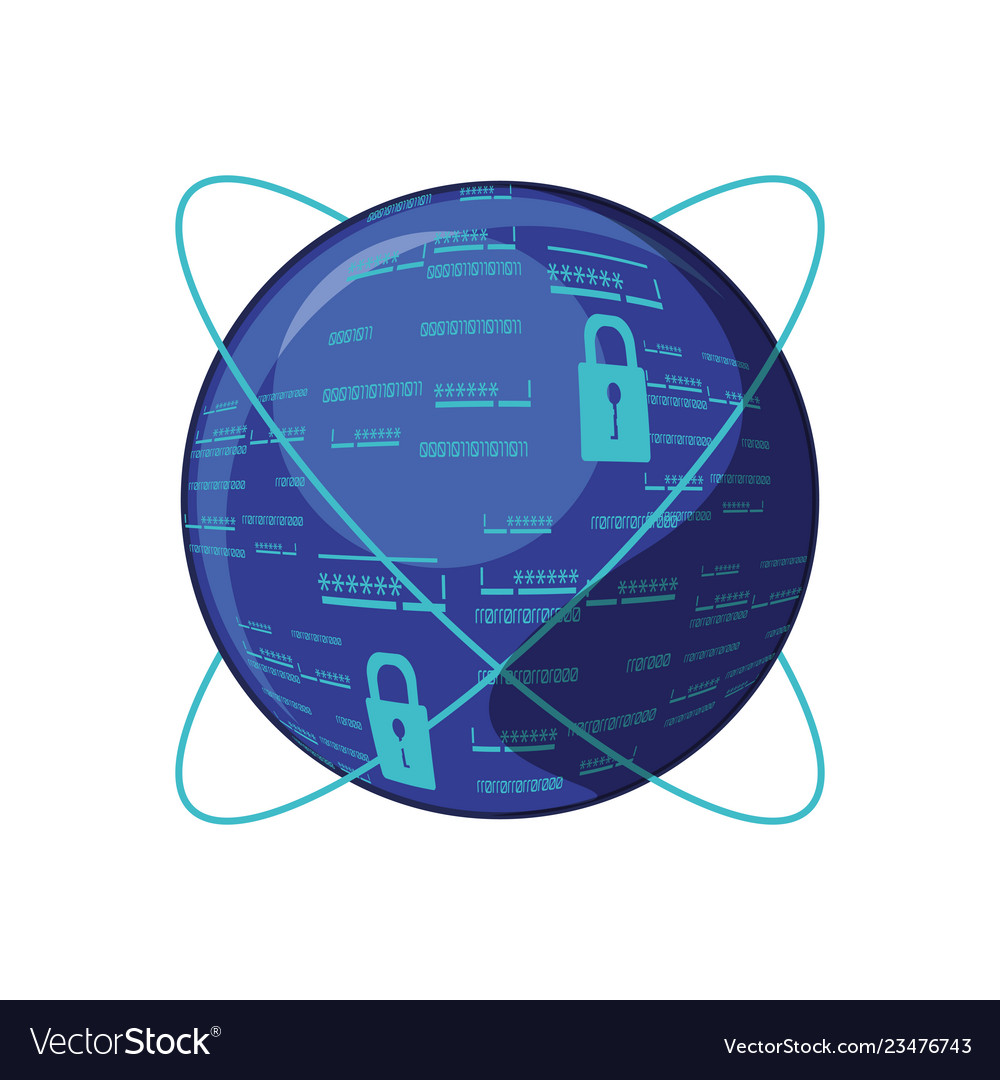 Sphere browser with padlock Royalty Free Vector Image