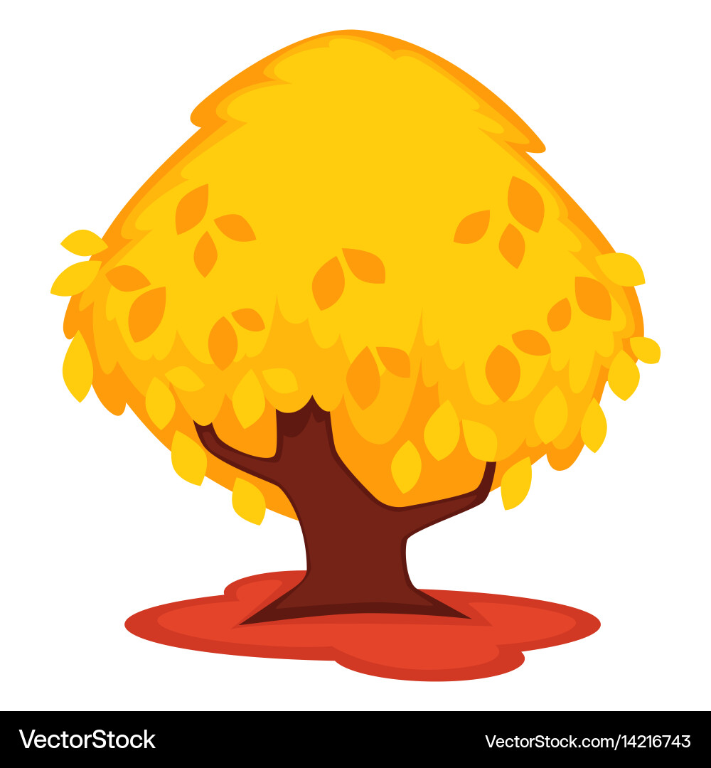 Strong old tree with yellow leaves isolated Vector Image
