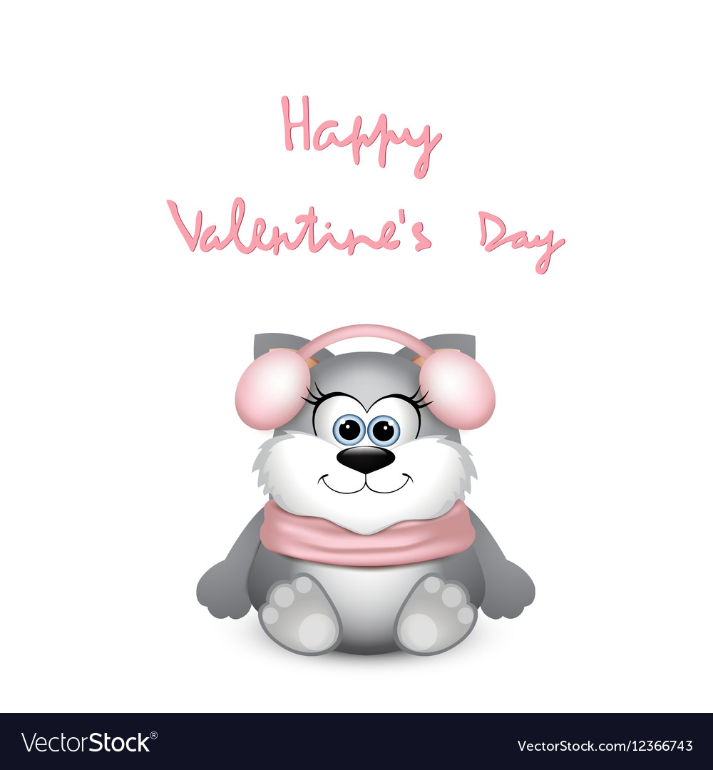 Valentines day card with funny cat Royalty Free Vector Image